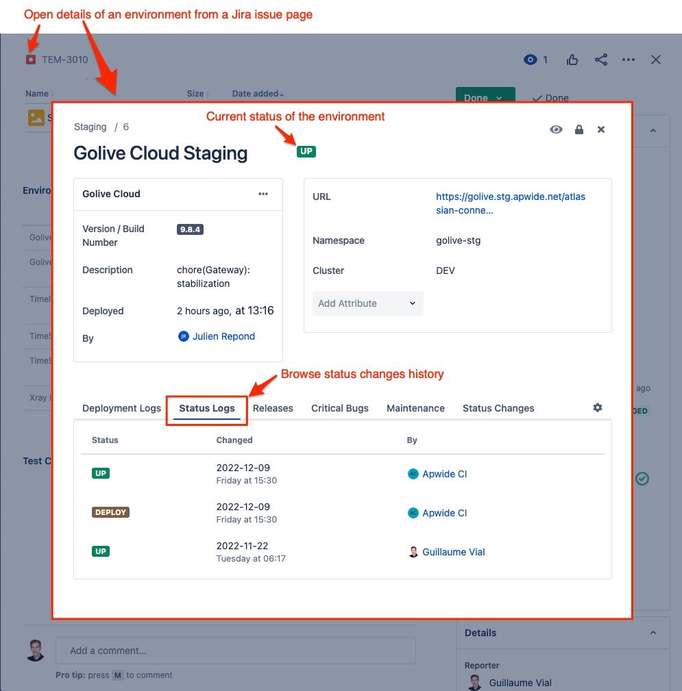 Track Environment Statuses